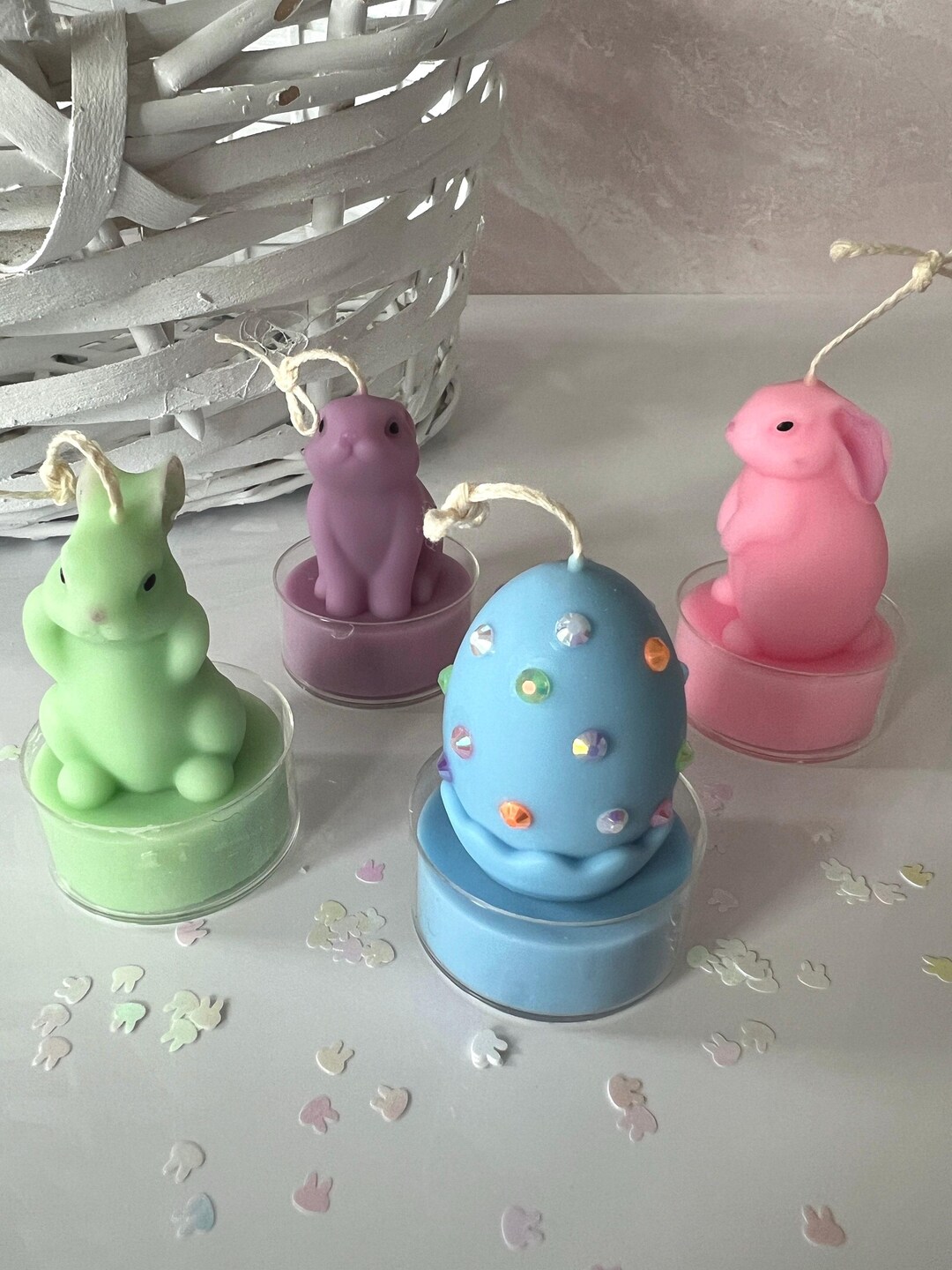 Easter Tea Light Set, Bunny Tea Lights, Easter Decor, Bunny Shaped ...
