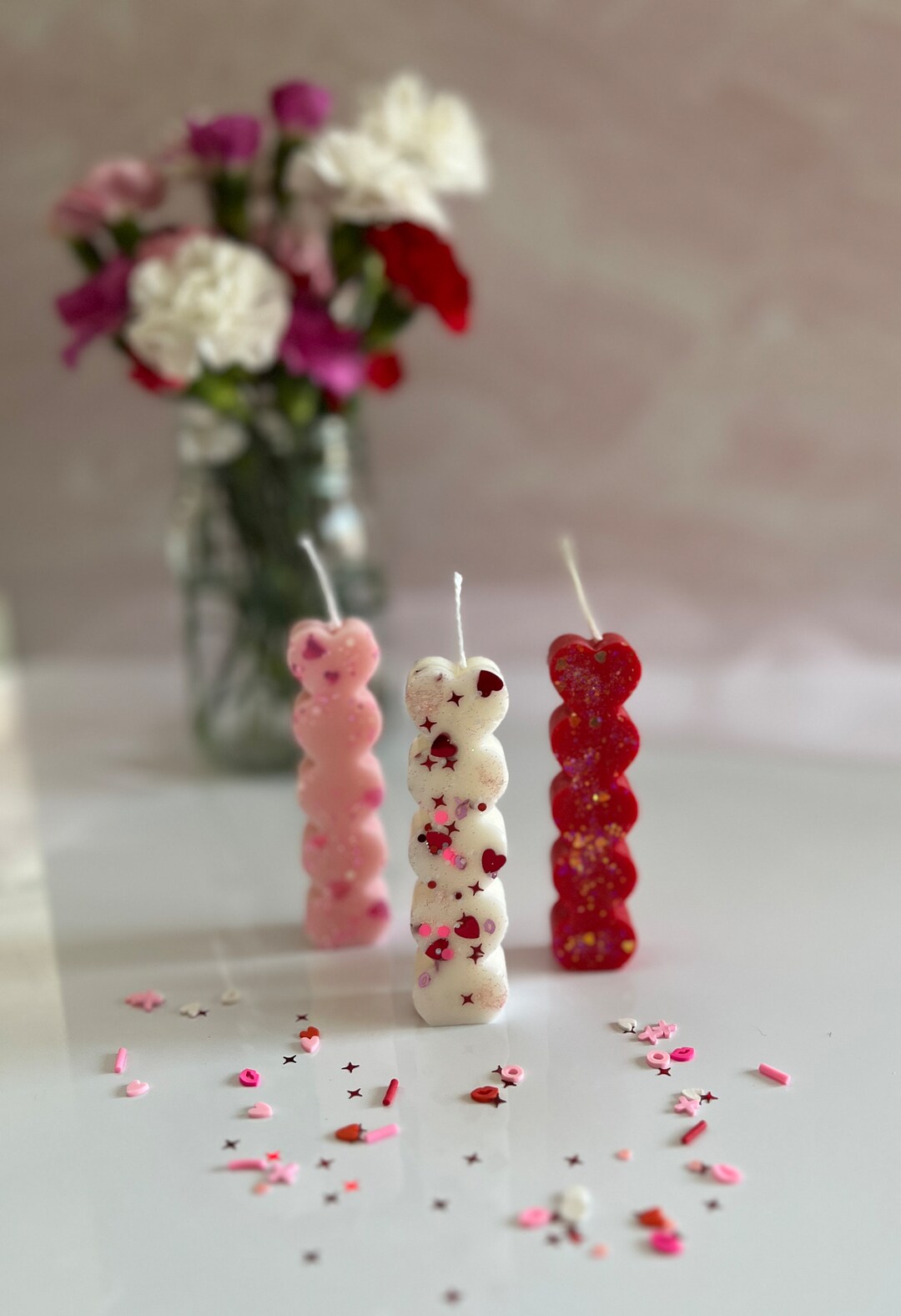 Mini Heart Shaped Candle, Stacked Heart Candle, Heart Shaped Pillar ...