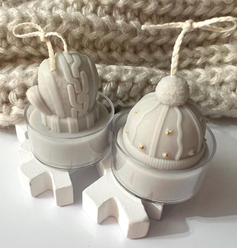 Handmade Cable Knit Tea Lights: Hat & Mitten Soy Wax Candles - Etsy