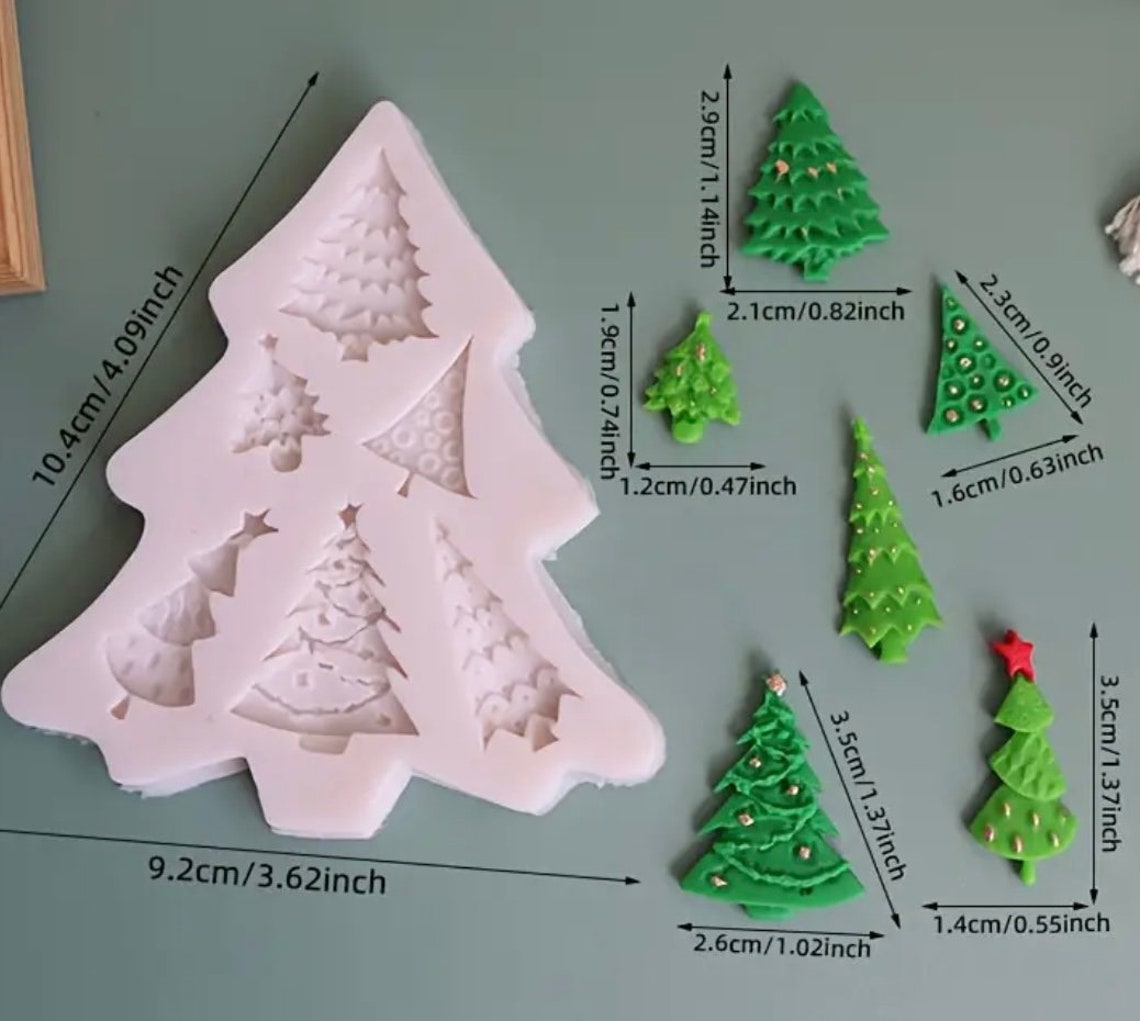 Christmas Tree Silicone Mold, Holiday Mold, Winter Trees, 6 Different ...