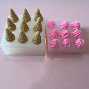 Mini Ice Cream & Cone Silicone Mold Set/makes 9 Realistic Ice Cream ...