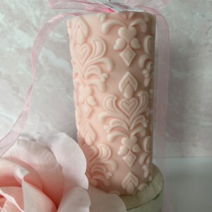 Scroll Pattern Pillar Candle, Elegant Pillar Candle, Tall Pillar ...