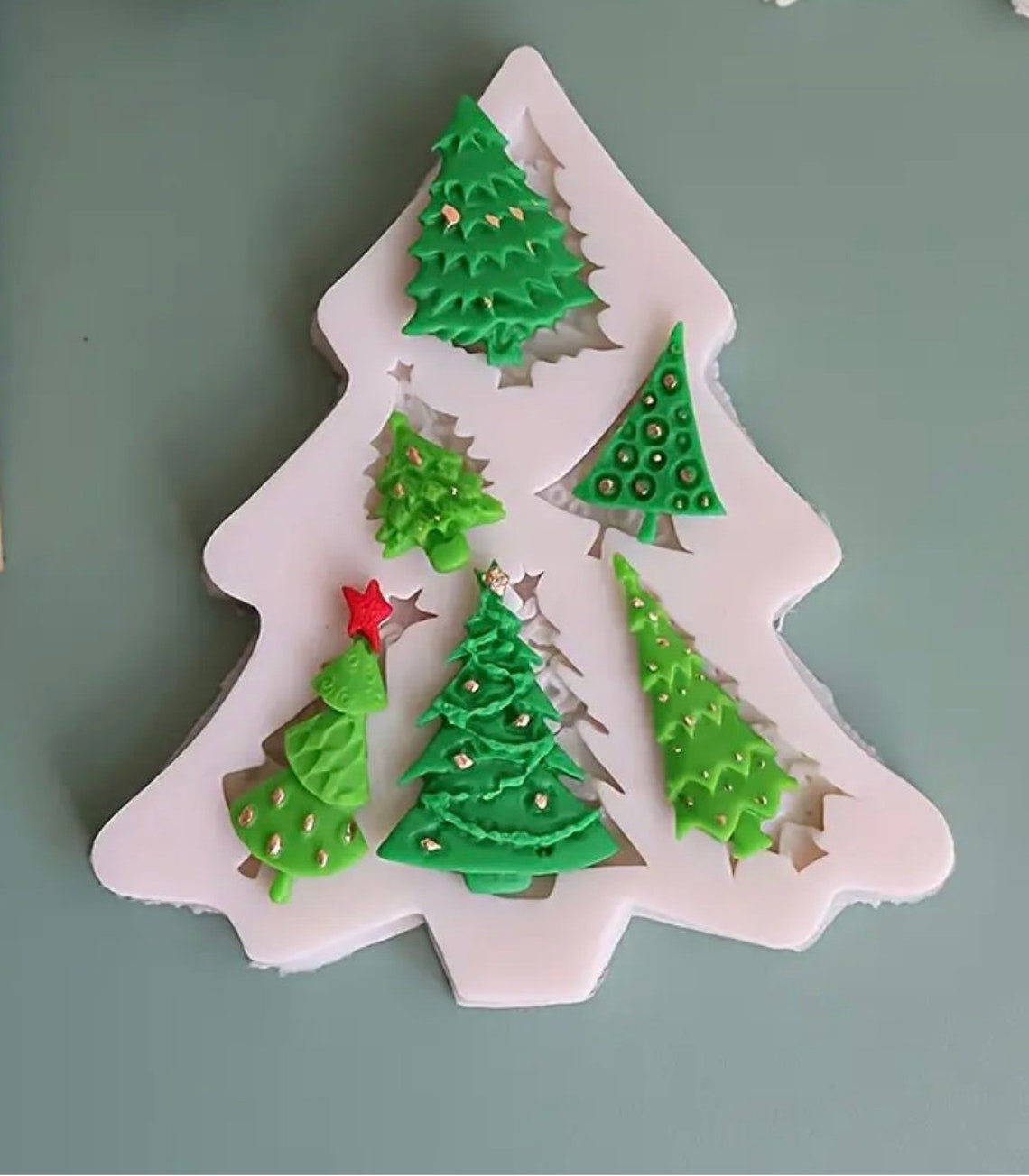 Christmas Tree Silicone Mold, Holiday Mold, Winter Trees, 6 Different ...