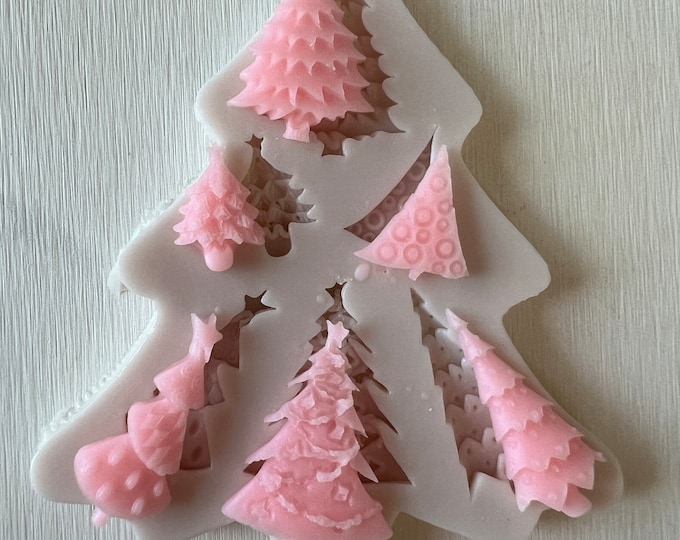Christmas Tree Silicone Mold, Holiday Mold, Winter Trees, 6 Different ...
