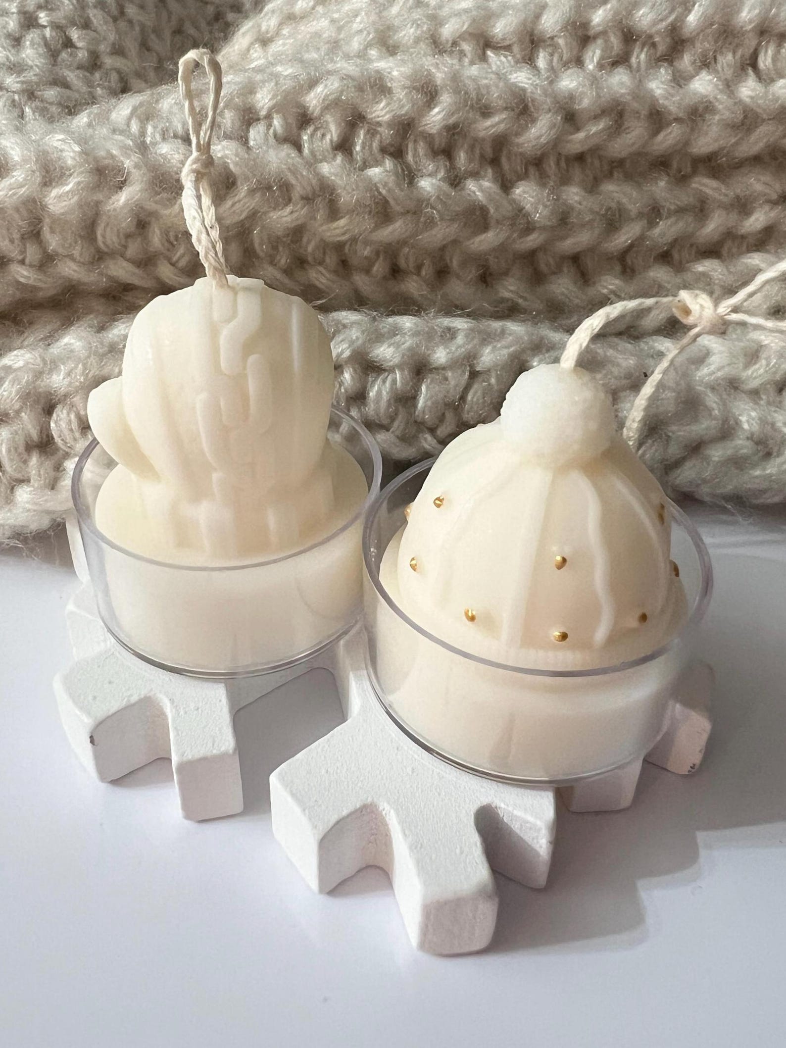 Handmade Cable Knit Tea Lights: Hat & Mitten Soy Wax Candles - Etsy