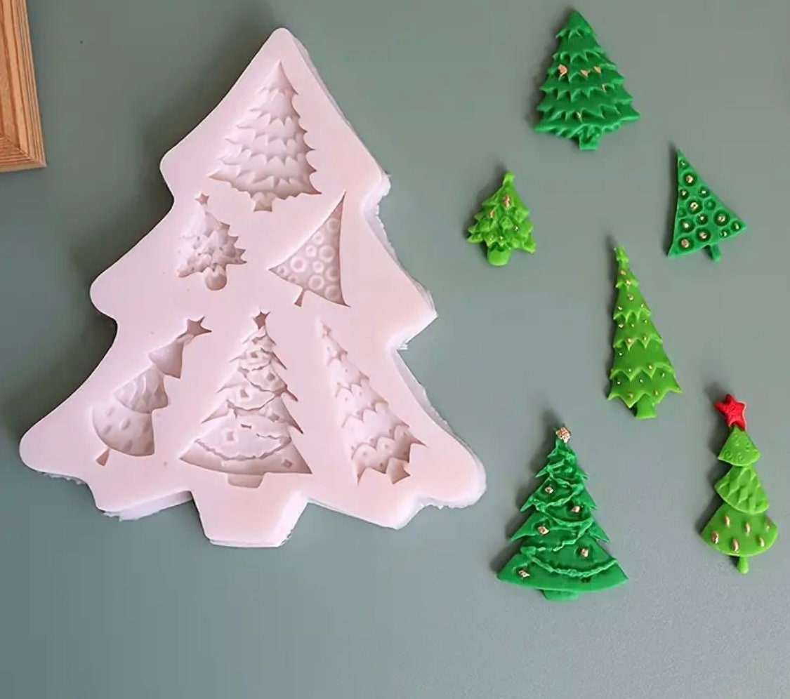 Christmas Tree Silicone Mold, Holiday Mold, Winter Trees, 6 Different ...
