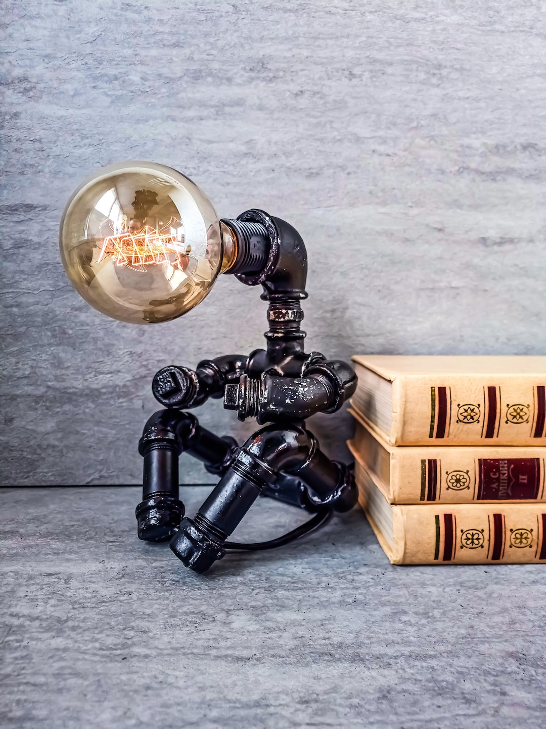 Pipeman Desk Lamp, Robot Lamp, Accent Desk Lamp, Edison Steampunk Lamp ...