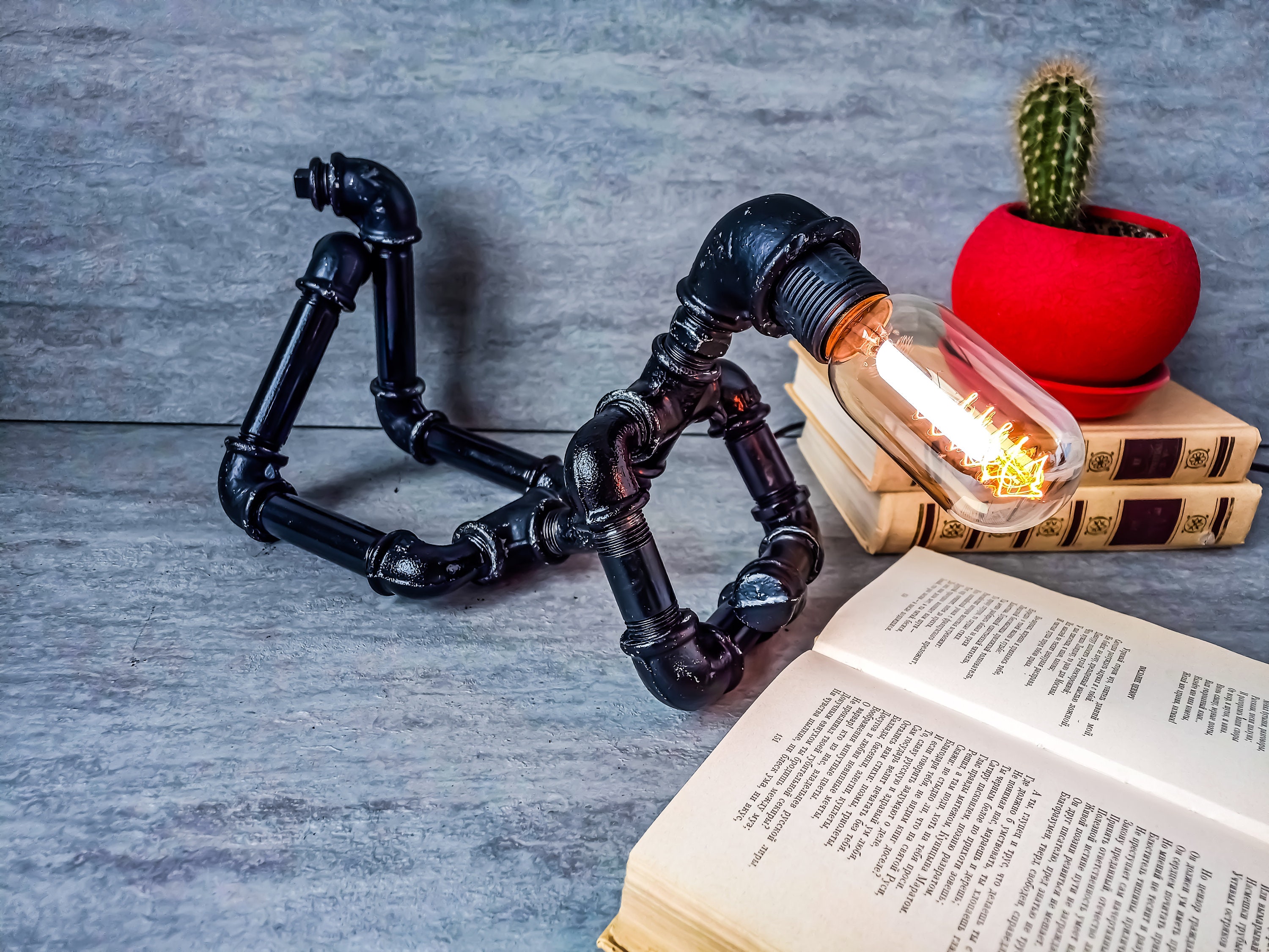 Pipeman Desk Lamp, Robot Lamp, Accent Desk Lamp, Edison Steampunk Lamp ...