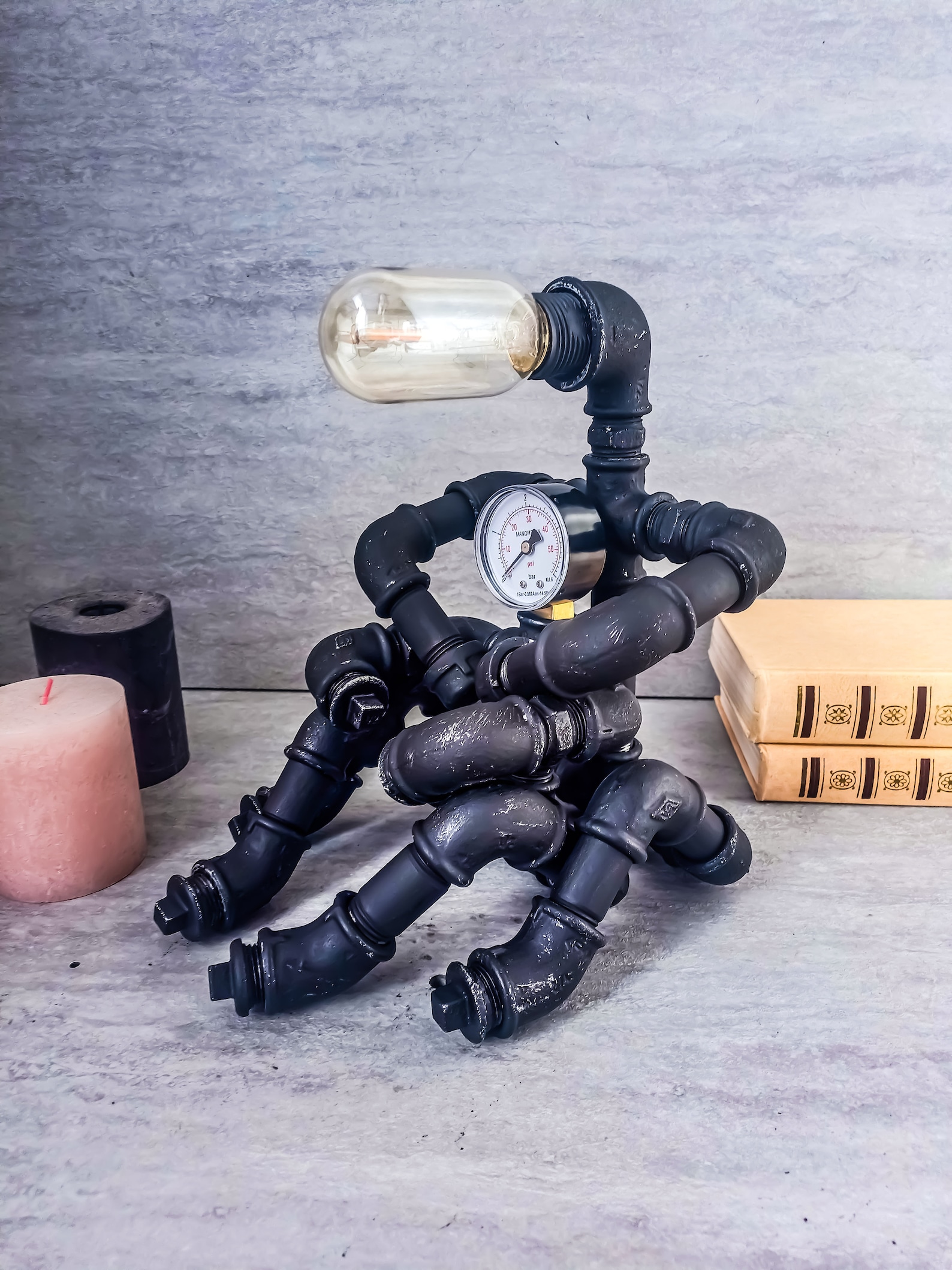 Pipeman Desk Lamp Robot Lamp Accent Desk Lamp Edison | Etsy