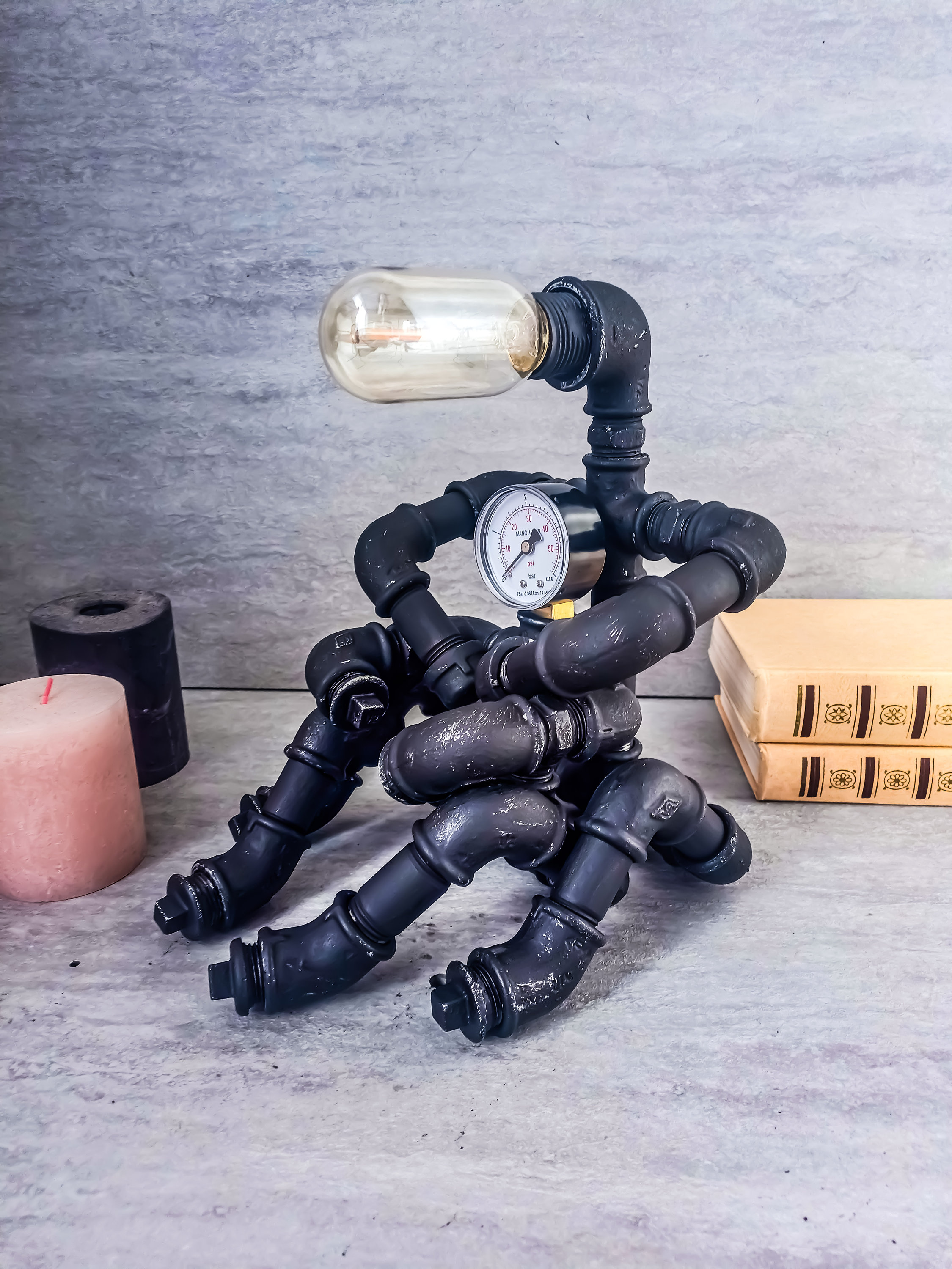 Pipeman Desk Lamp Robot Lamp Accent Desk Lamp Edison | Etsy