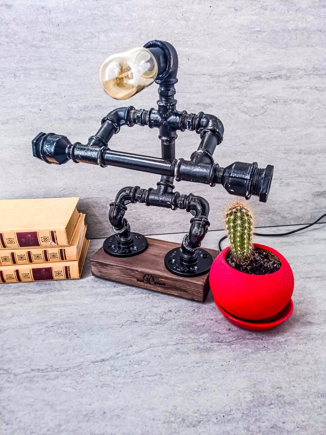 Steampunk Desk Lamp, Industrial Desk Lamp, Industrial Lighting, Pipeman ...
