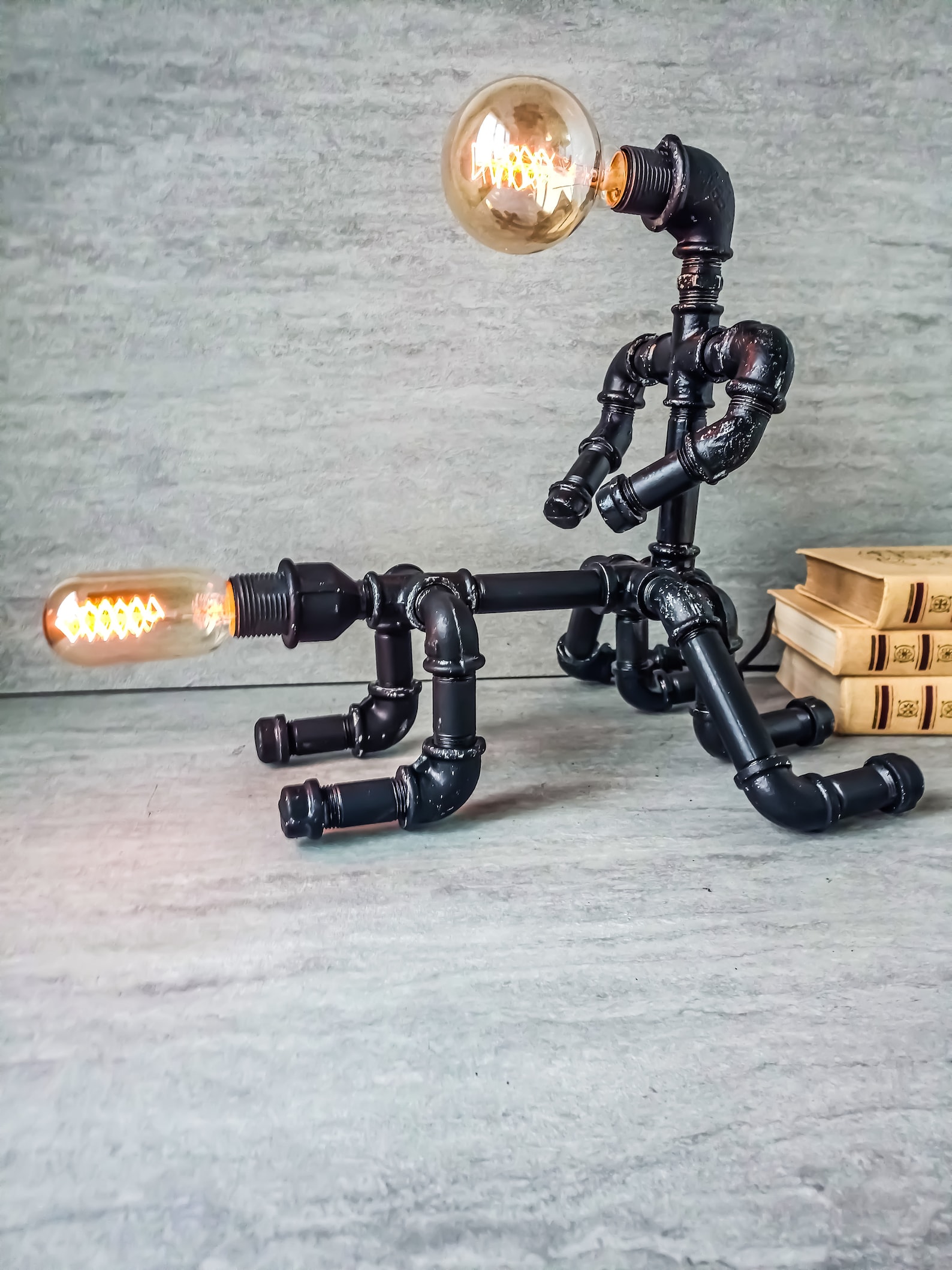 Pipeman Desk Lamp, Robot Lamp, Home Decor, Gift for Him, Edison ...