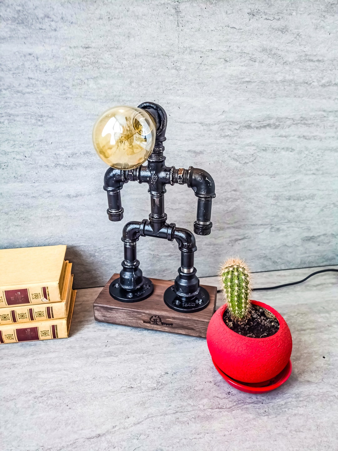 Pipeman Desk Lamp, Robot Lamp, Accent Desk Lamp, Edison Steampunk Lamp ...