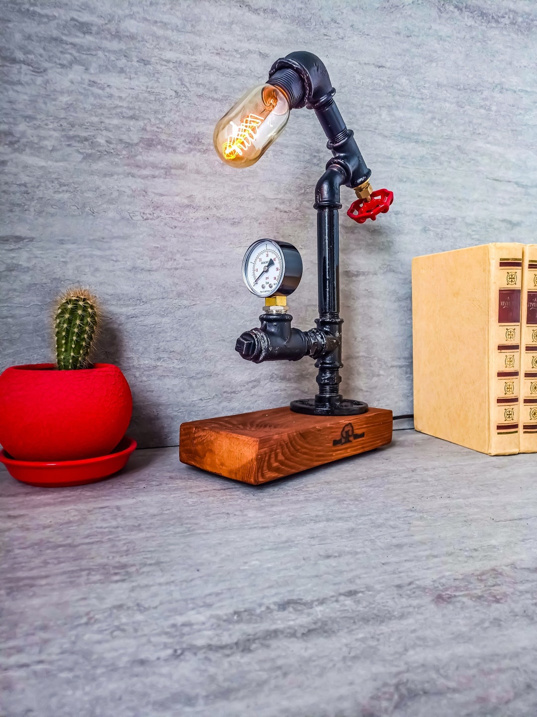 Table Lamp, Industrial Lighting, Desk Lamp, Pipe Desk Lamp, Steampunk ...