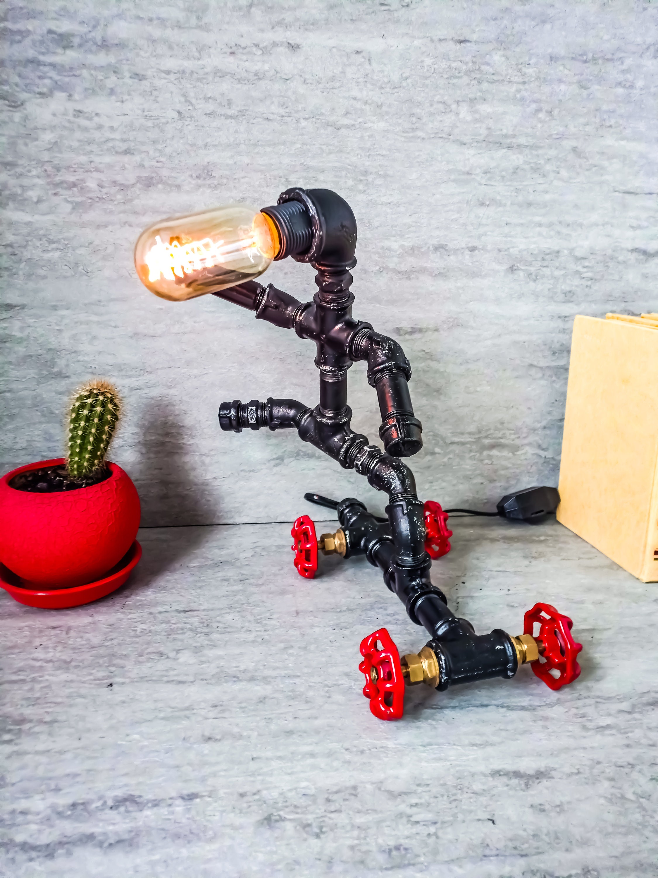 Pipeman Desk Lamp Robot Lamp Accent Desk Lamp Edison | Etsy