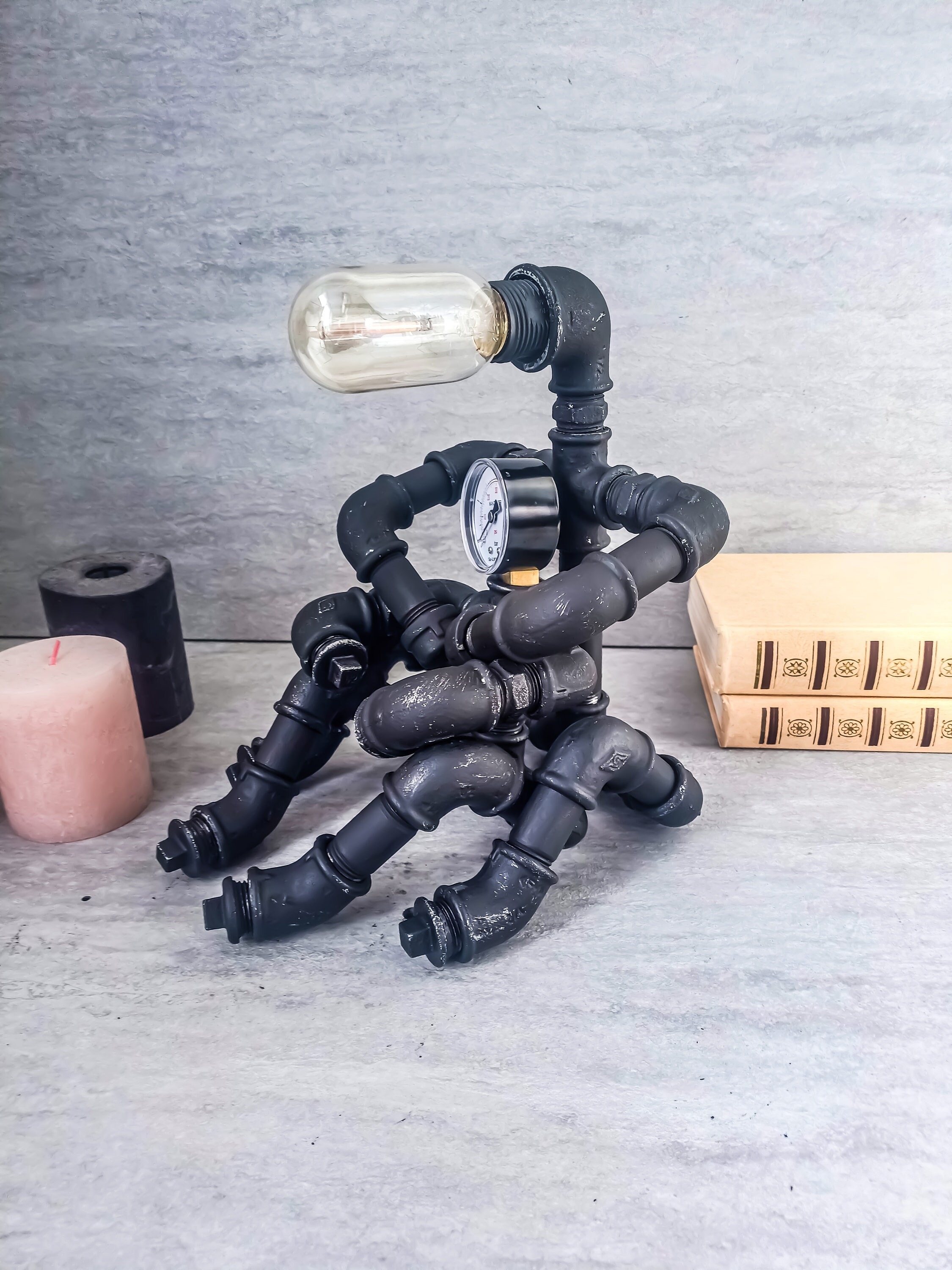 Pipeman Desk Lamp Robot Lamp Accent Desk Lamp Edison | Etsy