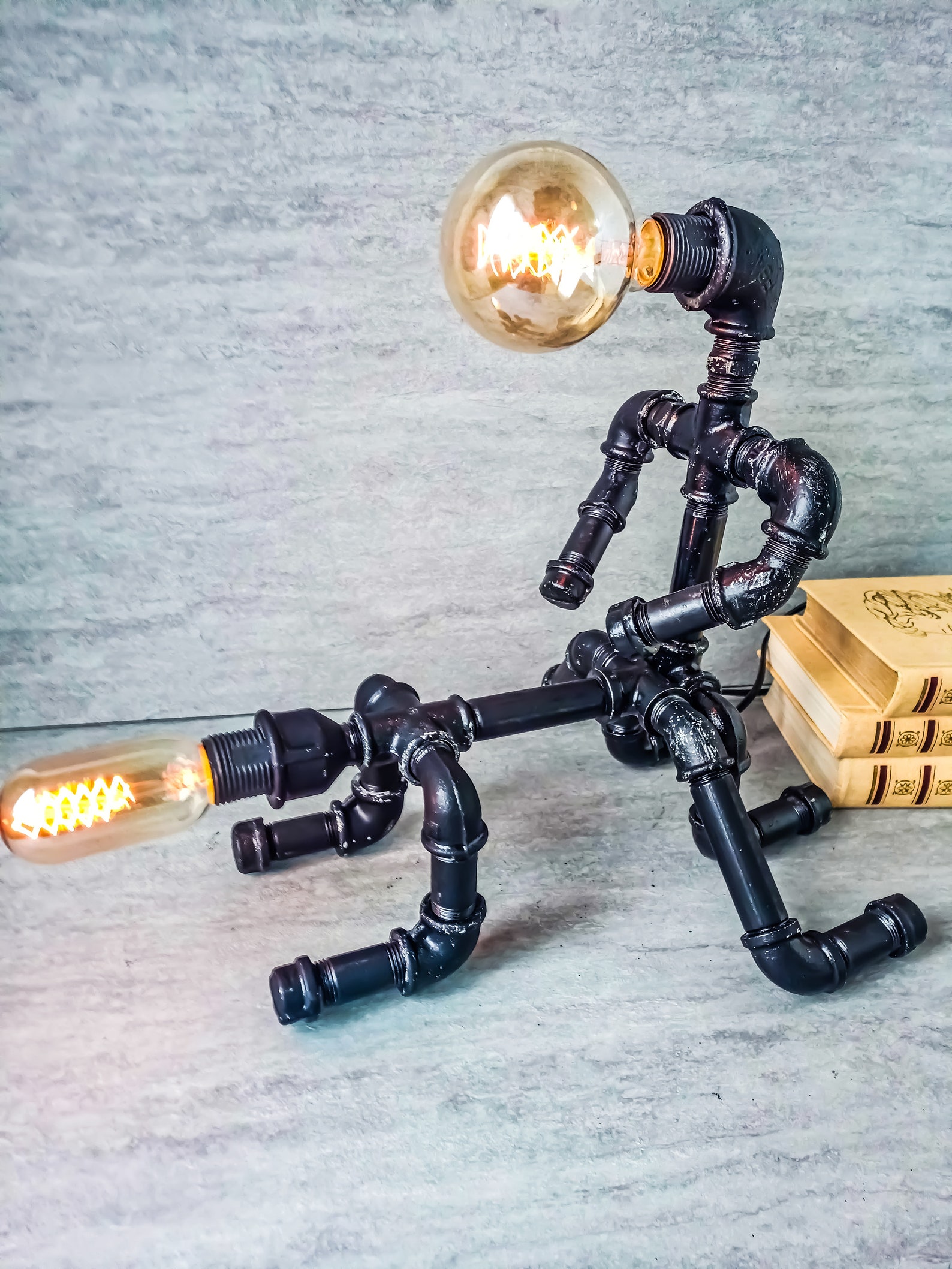 Pipeman Desk Lamp, Robot Lamp, Home Decor, Gift for Him, Edison ...