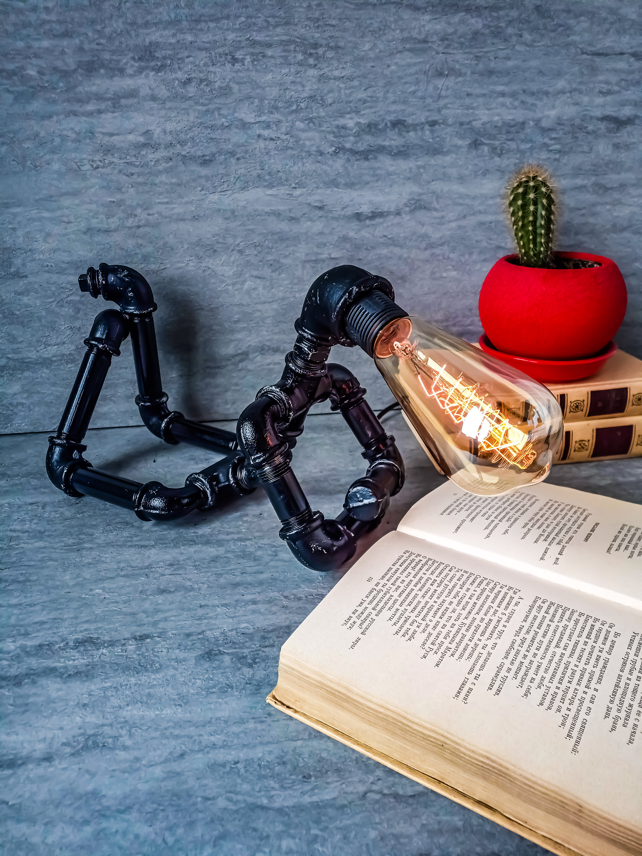Pipeman Desk Lamp, Robot Lamp, Accent Desk Lamp, Edison Steampunk Lamp ...