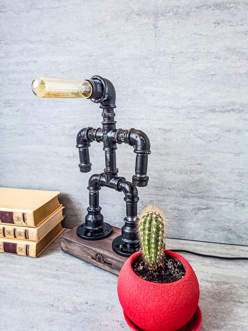 Pipeman Desk Lamp, Robot Lamp, Accent Desk Lamp, Edison Steampunk Lamp ...