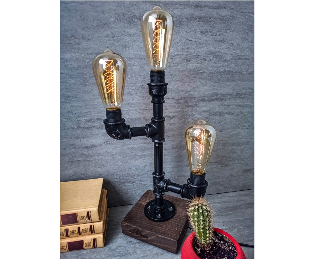Table Lamp, Industrial Lighting, Desk Lamp, Pipe Desk Lamp, Edison ...