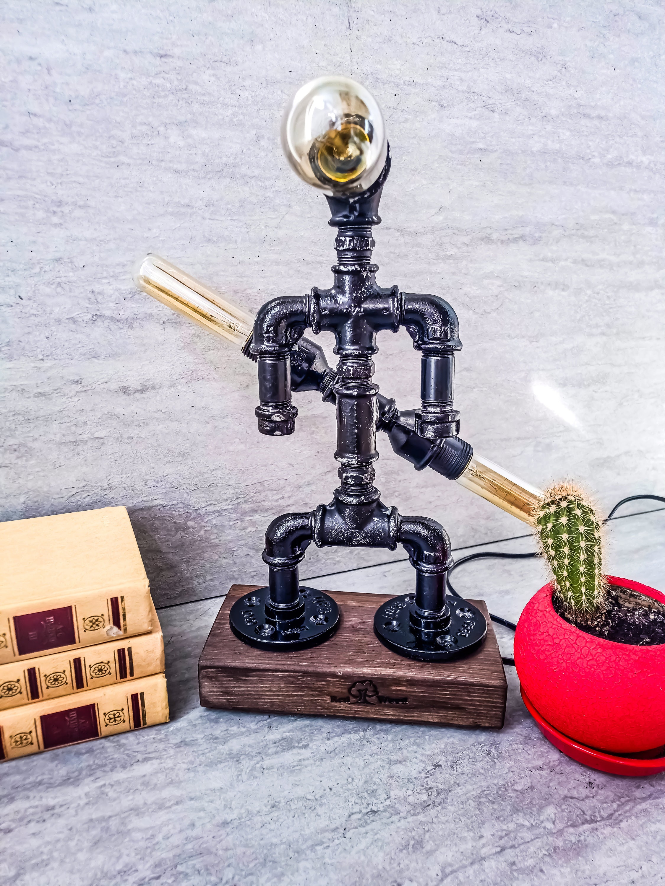Pipeman Desk Lamp, Robot Lamp, Accent Desk Lamp, Edison Steampunk Lamp ...