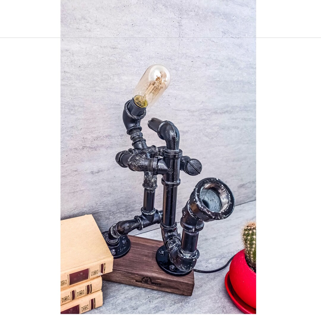 Pipeman Desk Lamp, Robot Lamp, Accent Desk Lamp, Edison Steampunk Lamp ...