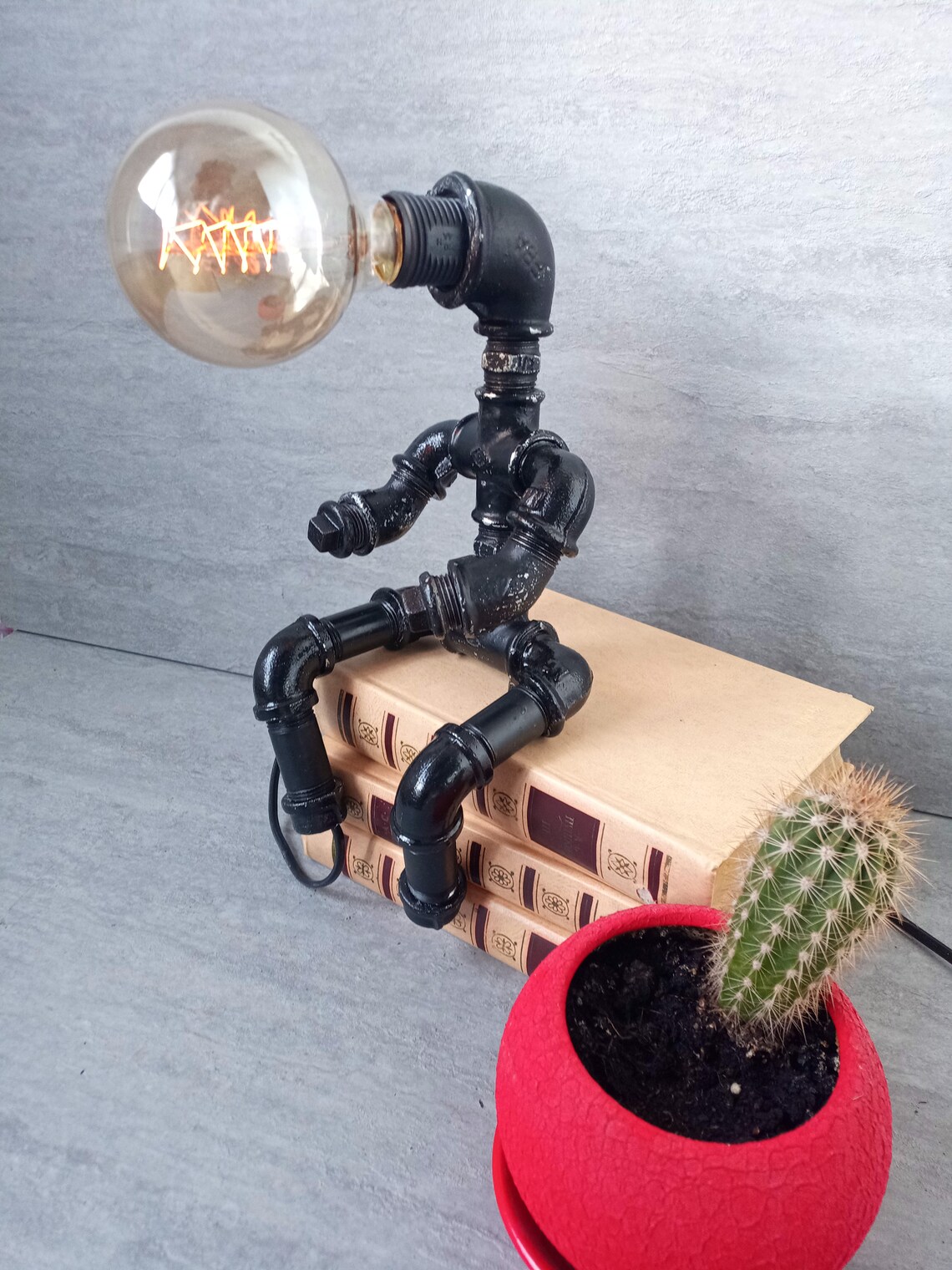Pipeman Desk Lamp, Robot Lamp, Accent Desk Lamp, Edison Steampunk Lamp ...