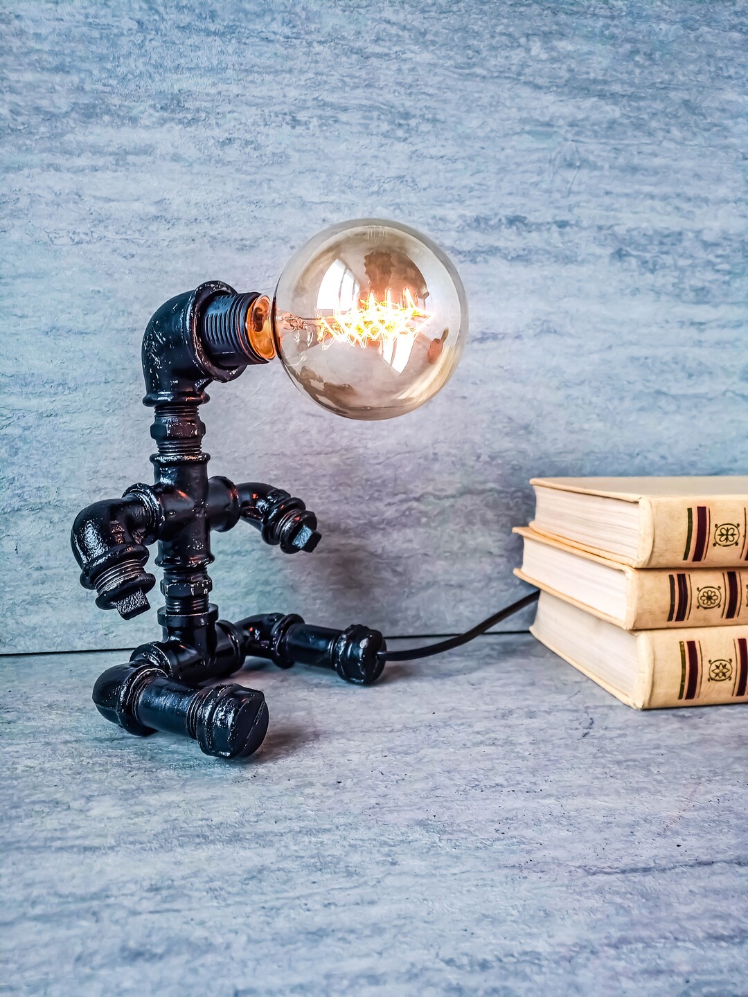 Pipeman Desk Lamp, Robot Lamp, Accent Desk Lamp, Edison Steampunk Lamp ...