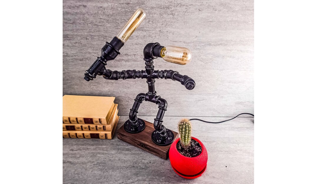 Pipeman Desk Lamp, Robot Lamp, Accent Desk Lamp, Edison Steampunk Lamp ...