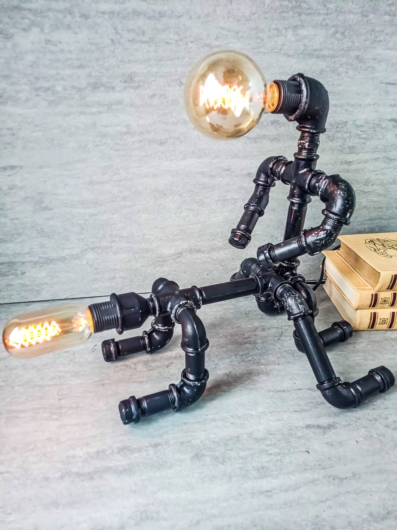 Pipeman Desk Lamp, Robot Lamp, Home Decor, Gift for Him, Edison ...