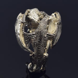Double Fighting Dragon Silver Ring, Gold & Rhodium Plated Dragon Ring ...