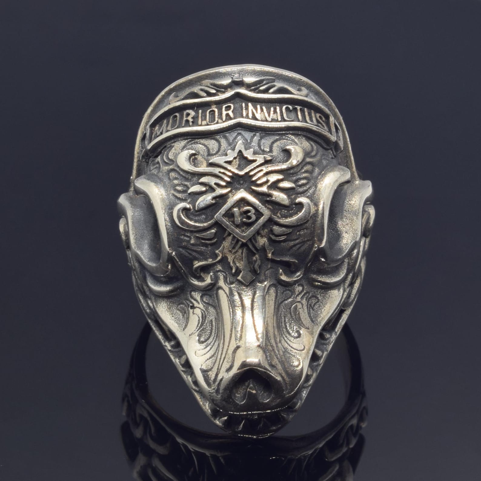 Massive Morior Invictus Deacon Mongrels Skull Ring - Sterling Silver ...