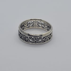 Silver Wedding Band,vintage Style Wedding Ring,unique Wedding Band ...