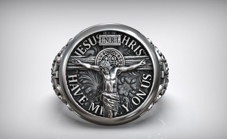 Jesus Christ Crucifixion Signet Ring, Catholic Cross Ring Catholic ...