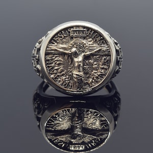 Jesus Crucifix Men Signet Ring, Religious Christian Jewelry - Etsy