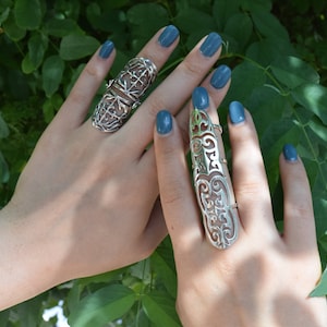 Full Finger Cross Ring, Long Silver Ring, Armenian Jewelry - Etsy