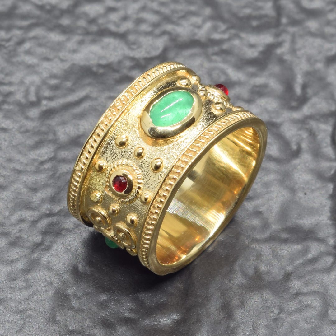 Chunky Ancient Greek Emerald Ring, Medieval Byzantine Jewelry - Etsy