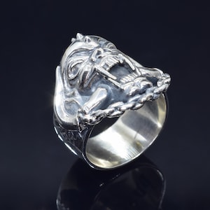 War Pig Silver Ring, Motorhead Snaggletooth Ring Tribute to Rock ...