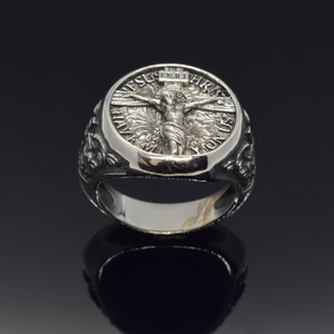 Silver Crucifix Men Signet Ring, Religious Jesus Ring for Men, Jesus ...