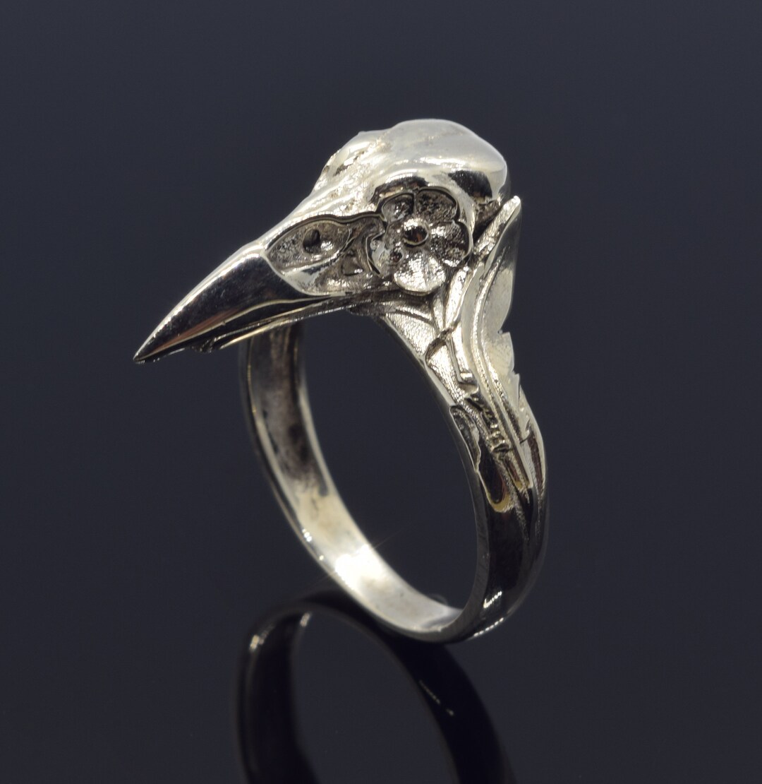 Raven Norse Ring, Crow Bird Skull Ring, Sterling Silver Crow Ring - Etsy