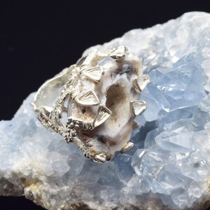 Unique Rough Geode Agate Silver Ring - Handcrafted Natural Agate Stone ...