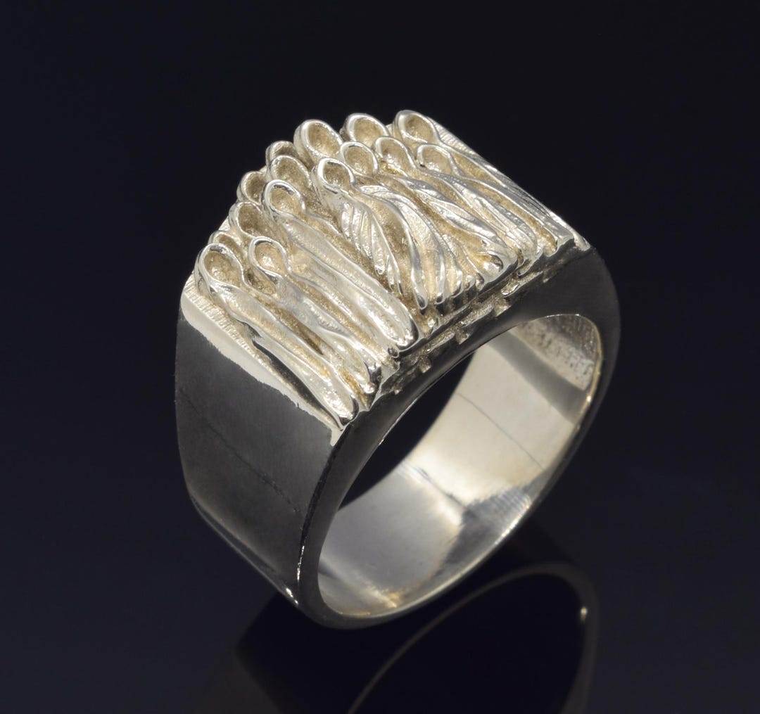 Sterling Silver Creepy Ghost Ring, Goth Silver Ring, Dark Spirit Ring ...