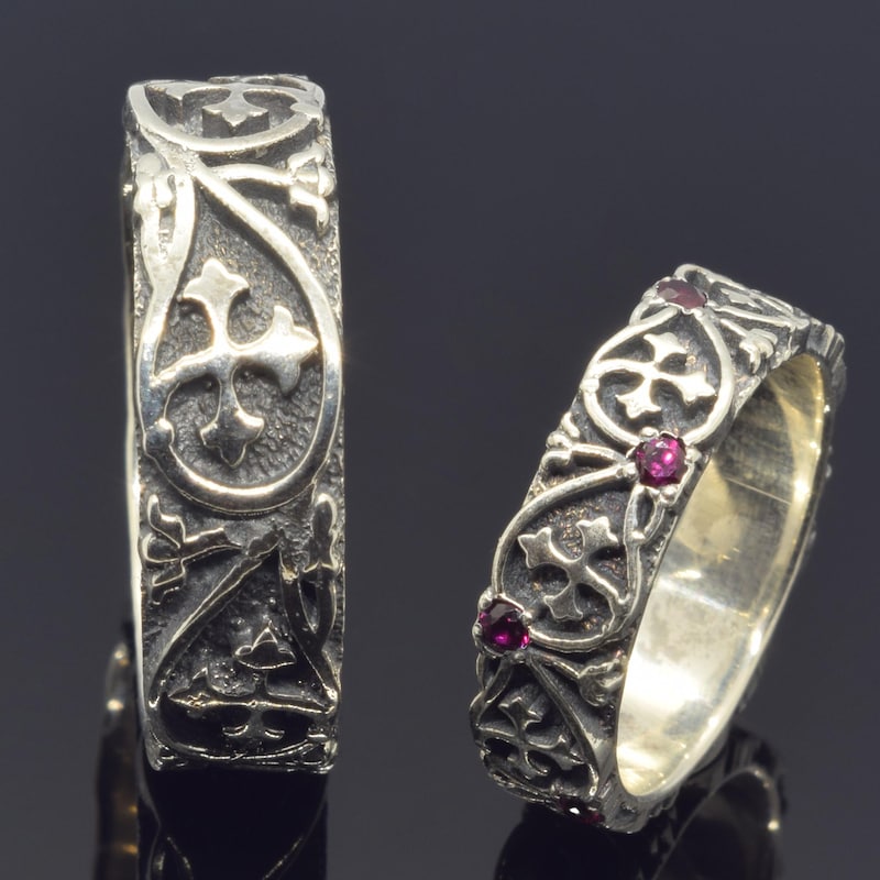 Cross Rings His and Hers - Etsy