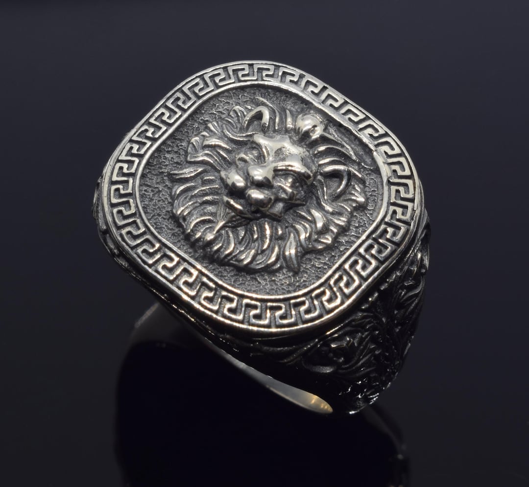 Chunky Lion Signet Silver Ring, Gift for Men, Husband Gift - Etsy