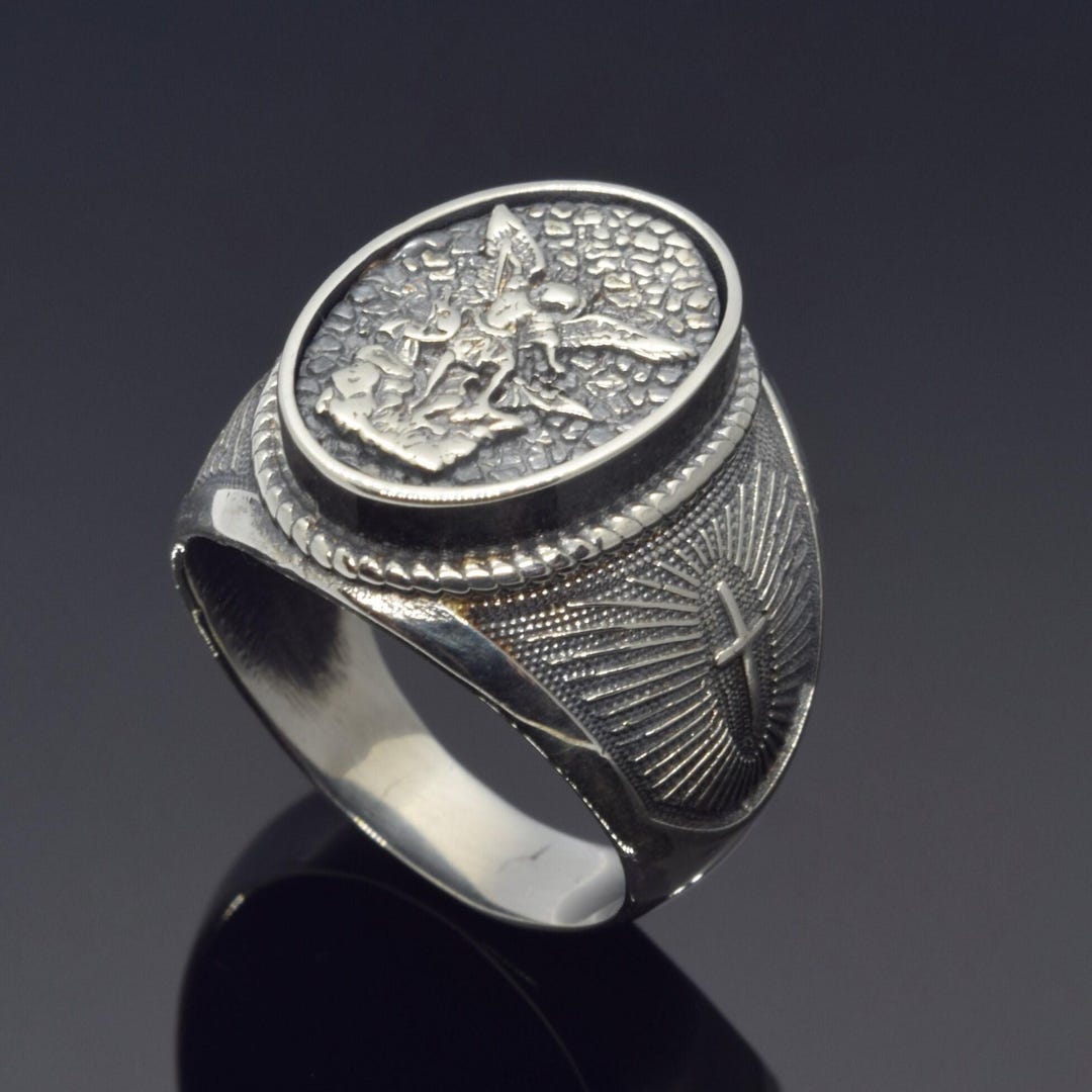 Archangel Michael Handmade Ring, Sterling Silver Personalized St ...