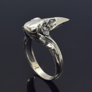 Oxidized Silver Raven Norse Ring, Crow Bird Skull Ring, Crow Ring - Etsy