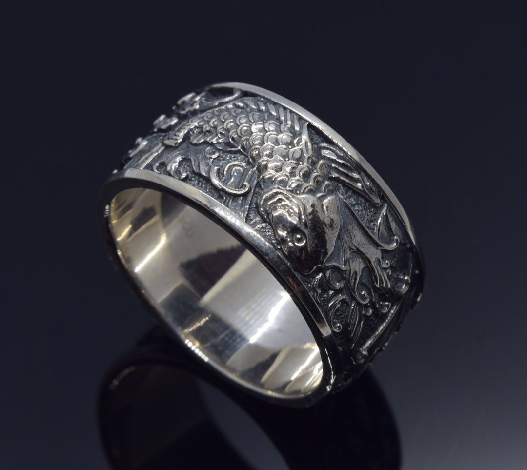 Silver Koi Carp Ring: Serene Aquatic Elegance in a Delicate Fish Design ...