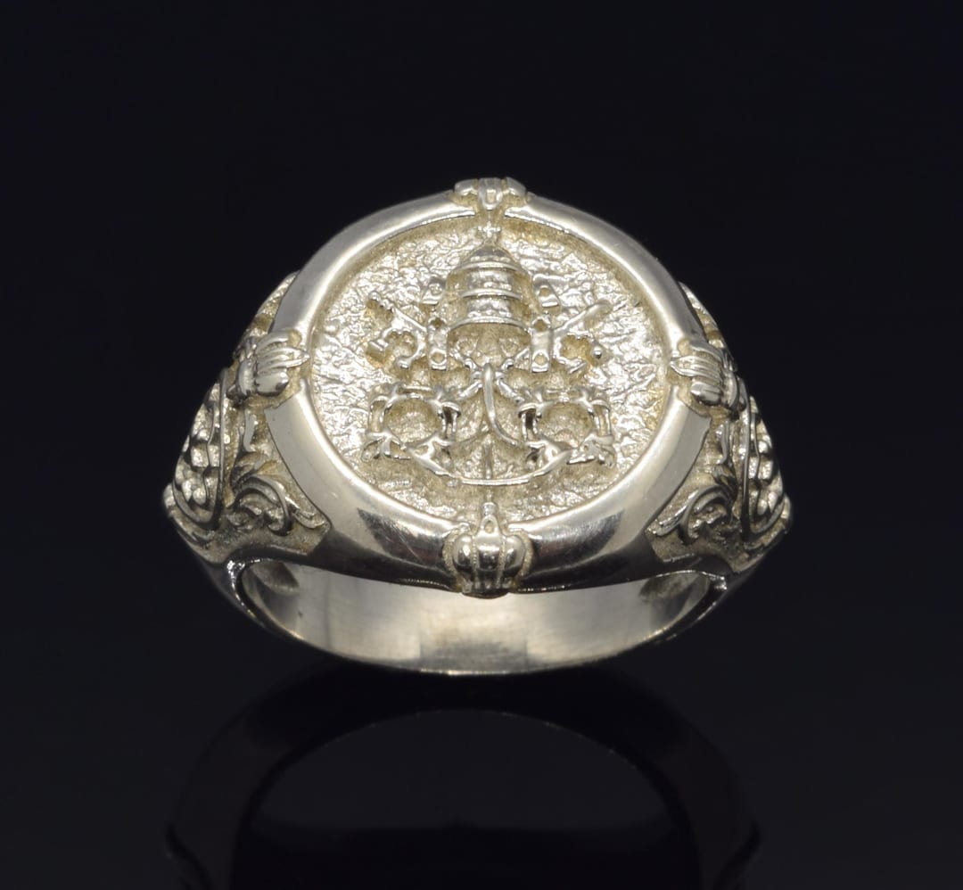Keys of Heaven Saint Peter Symbol Silver Signet Ring, Crossed Keys St ...