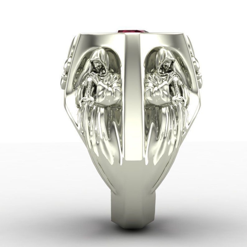 Templar Valor Garnet Signet Ring: Sterling Silver Knightly - Etsy