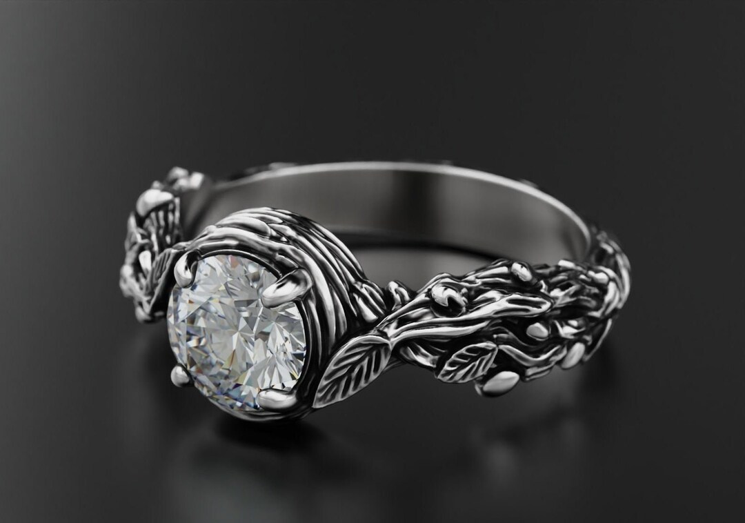 Forest Tree Twig Nature Silver Branch Ring, Gift for Her Botanical ...